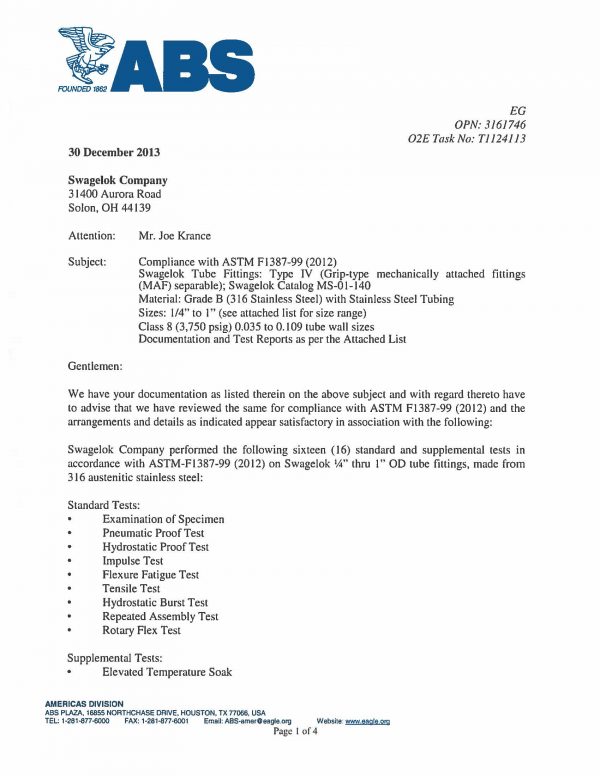 Você Conhece a Norma ASTM F1387 para Conexões Dupla Anilha? - Swagelok ...